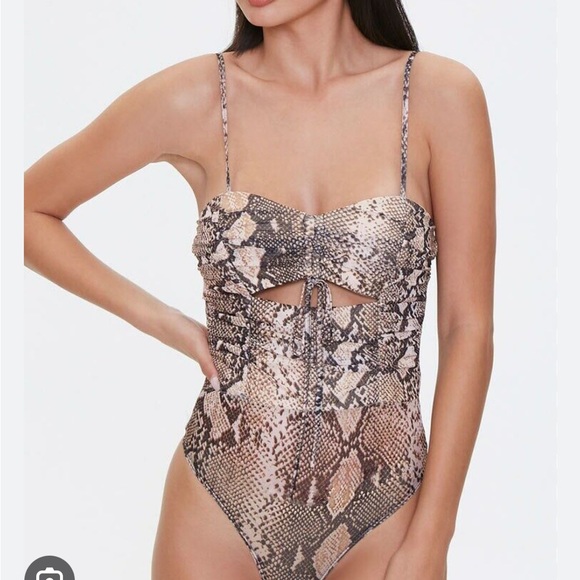 Forever 21 | Tops | Forever 2 Snakeskin Cutout Bodysuit | Poshmark